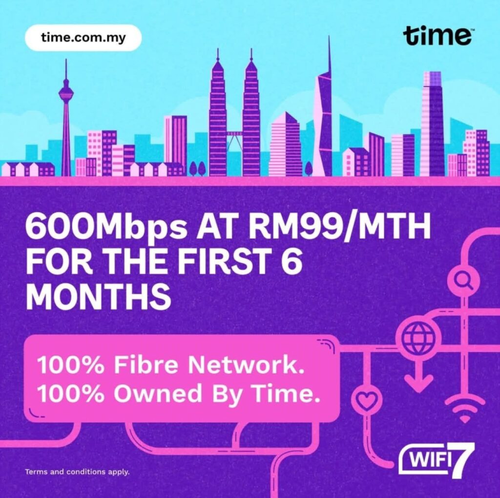 Time Home Fibre 600Mbps Hanya RM99 Sebulan!